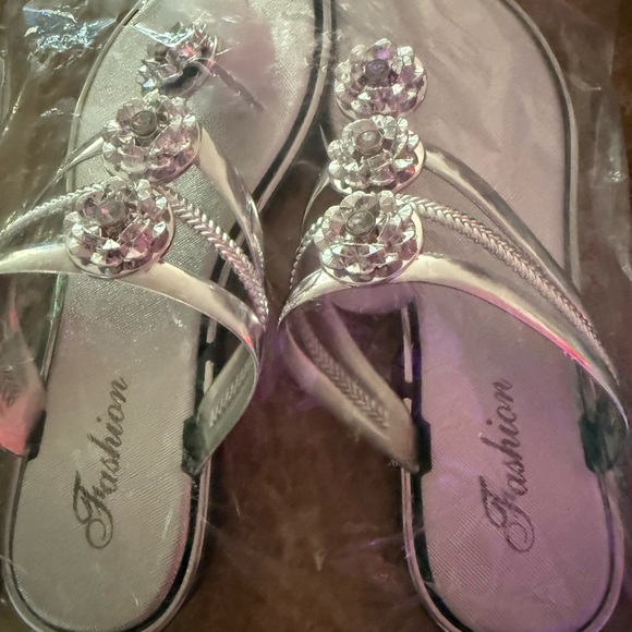 Shoes | Silver Embellished Womens Sandals | Poshmark